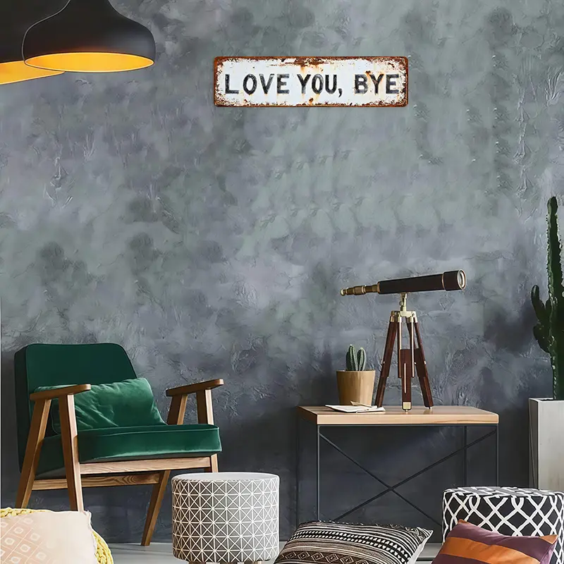 ️ LOVE YOU, BYE – Vintage Metal Wall Sign – mdoray
