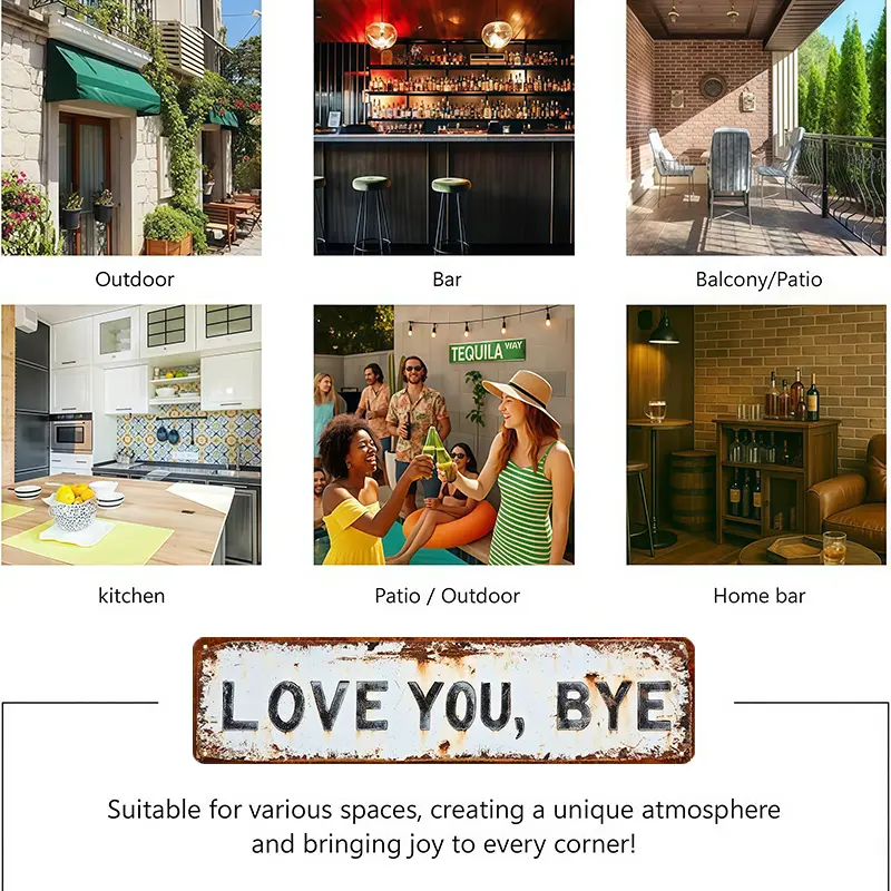 ️ LOVE YOU, BYE – Vintage Metal Wall Sign – mdoray